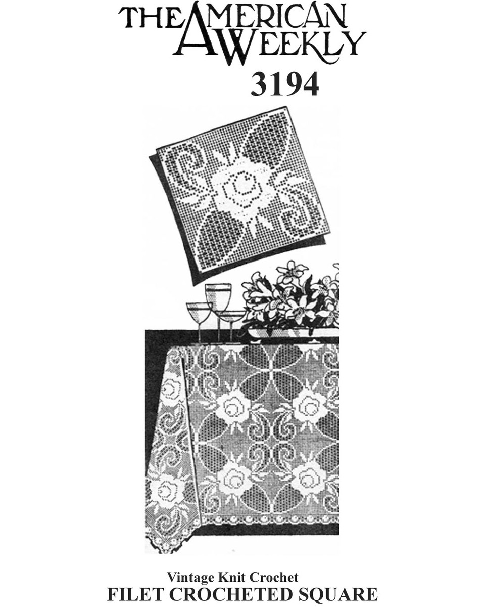 Filet Crochet Apron Pattern Flower Motif Mail Order 3078