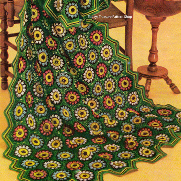 Crocheted Colonial Charm Afghan Blanket Pattern measures 44 x 64
