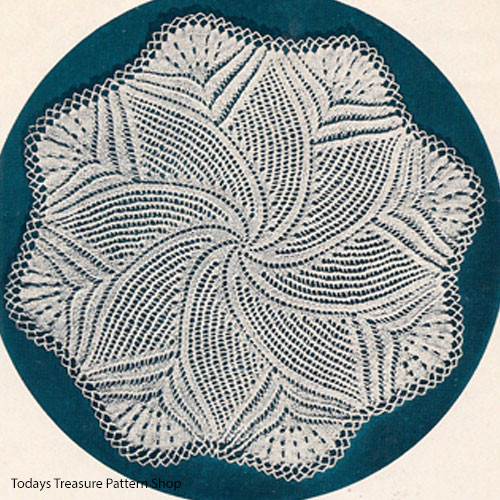 Knitted Wheel Doily Pattern measures 16 inches
