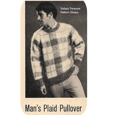 Plaid Jumper Knitting Pattern with Pullover - Vintage Knit Crochet ...