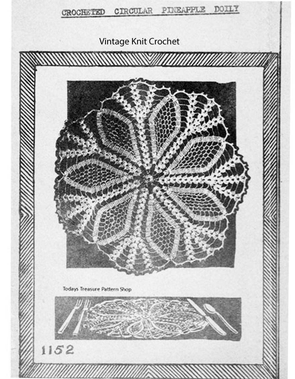 Large Pineapple Crochet Doily Pattern Shell Border Mail Order 1152