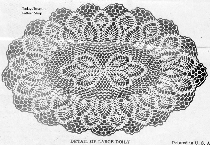 Crocheted Oval Pineapple Doily Pattern, Mail Order 835 Laura Wheeler