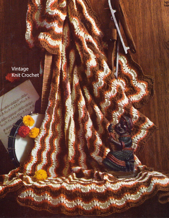 Knit Feather Fan Afghan PDF Pattern 46 x 64 inches