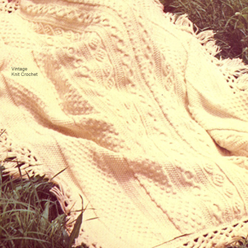 Knitted Cable Afghan Pattern, Aran Irish Fisherman Design