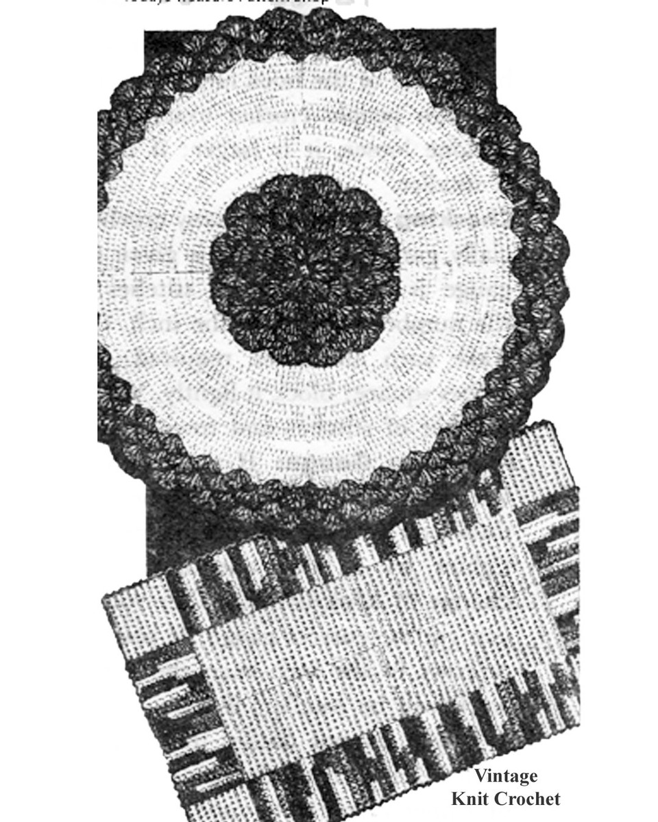 Crochet Area Rug Pattern, Oval Center, Geometric Border, Mail Order ...