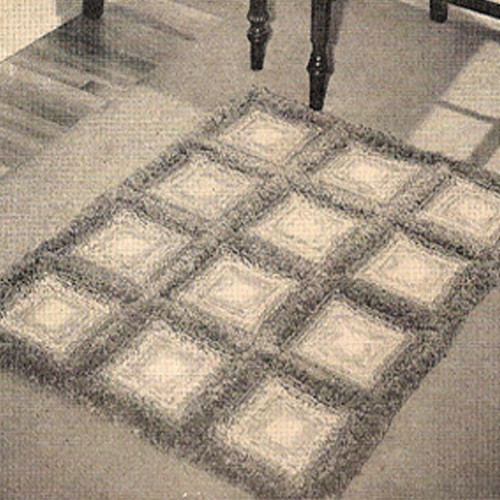 Square Blocks Loop Stitch Crochet Rug Pattern Contemporary