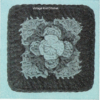 Crochet Rug Pattern, Rose Flower Block Motif