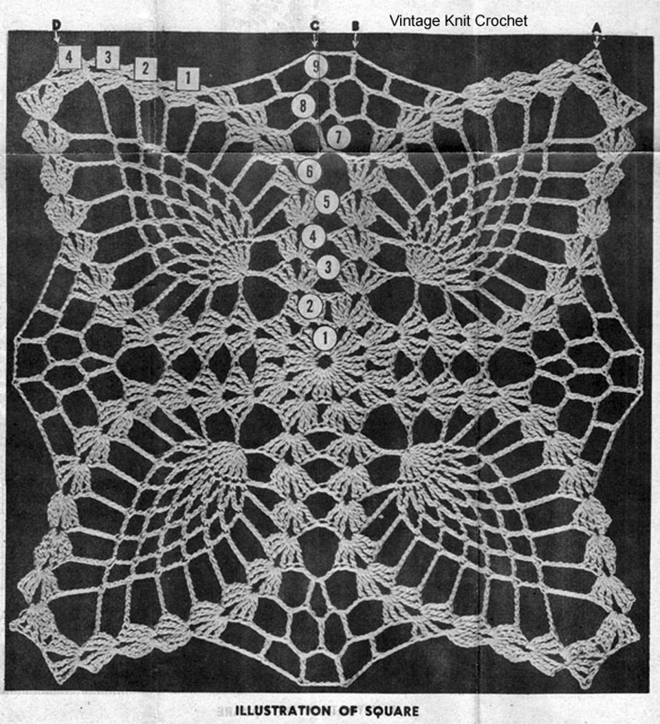Crochet Pineapple Square Pattern For Tablecloth Bedspread Laura