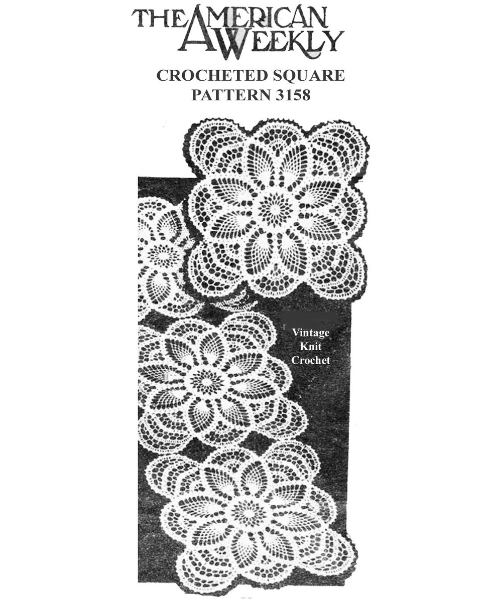Vintage Crochet Pineapple Square Pattern