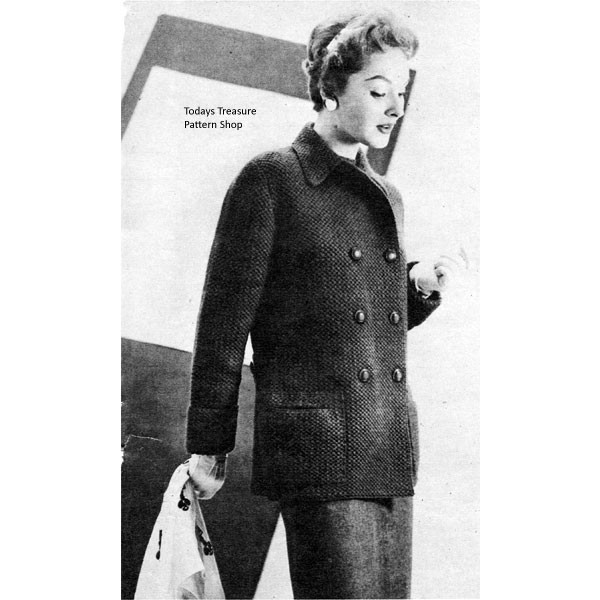 Double Breasted Crocheted Suit Jacket Skirt Pattern, CM 756-3