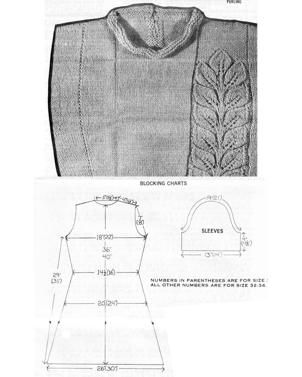 Knitted Dress Pattern, Raised Leaf Panel, Laura Wheeler 501, Mail Order ...