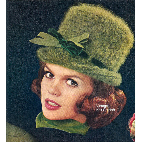 Rolled Brim Crochet Bowler Hat Pattern Vintage 1960s