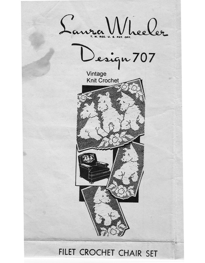 Filet Crochet Dog Chair Set Pattern, Mail Order 707 from Laura Wheeler