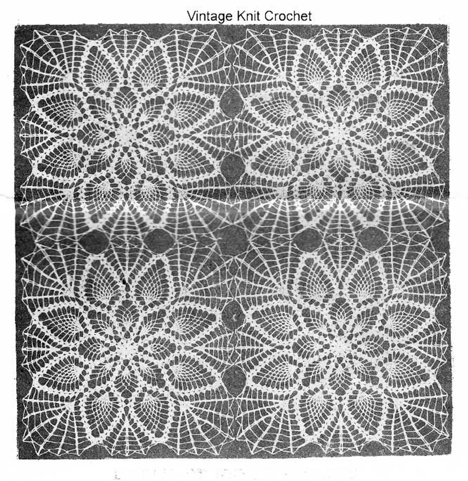 Crochet Pineapple Square Pattern Tablecloth Runner Doily Alice