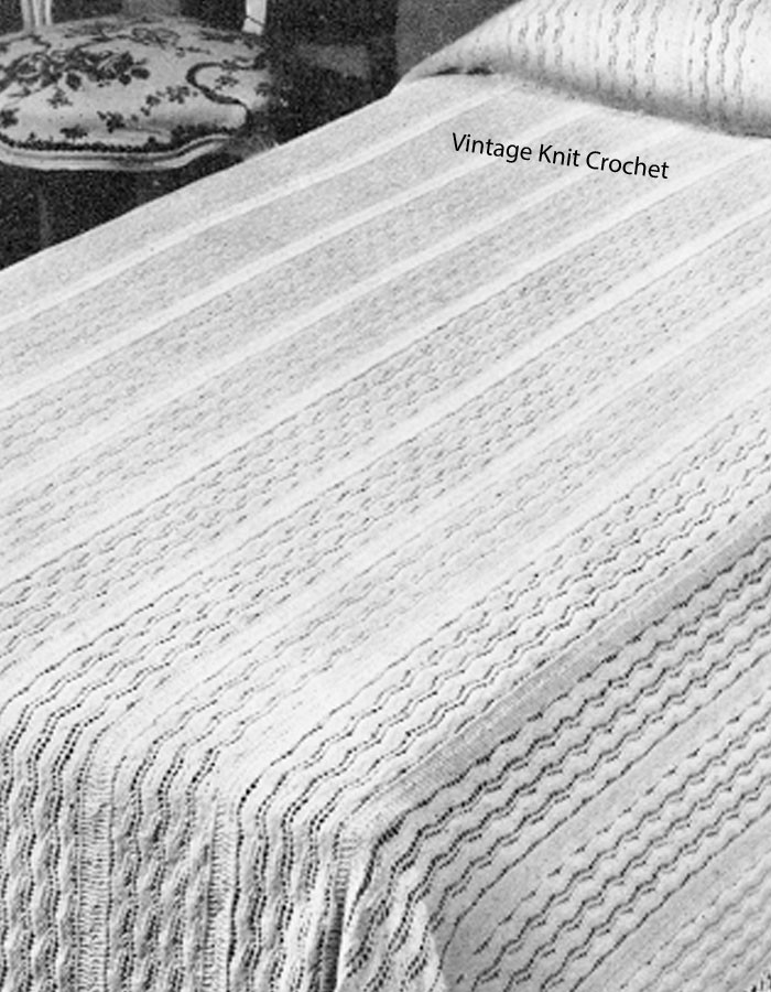 Vintage Bedspread Knitting Pattern, Easy Panels