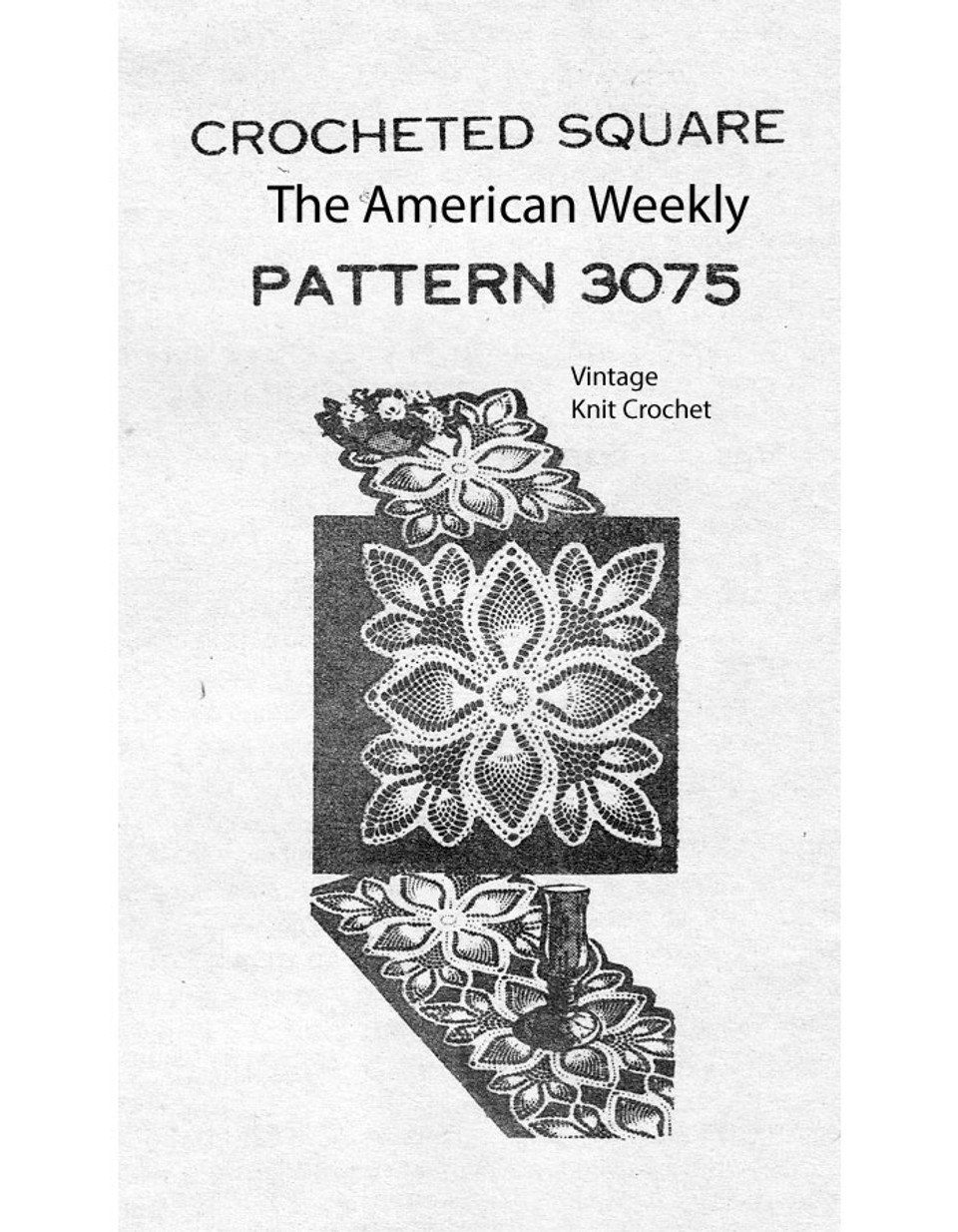 Crochet Runner Pattern Pineapple Square Mail Order Design 3075