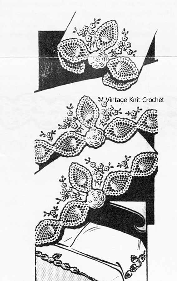 Crochet Pineapple Edging, Irish Rose Medallion Pattern, Anne Cabot 2132