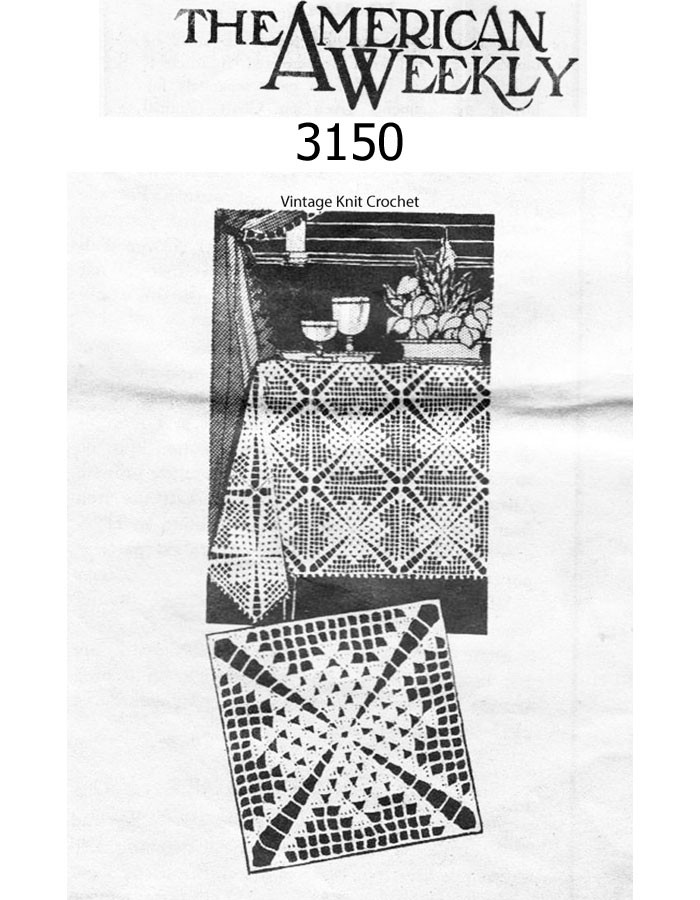 Easy Crochet Square Tablecloth Pattern Laura Wheeler 557, Mail Order Desing