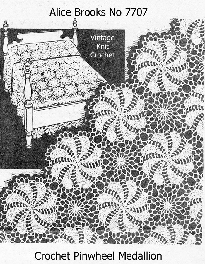 Crochet Medallion Pattern, Pinwheel Tablecloth, Bedspread No 3612