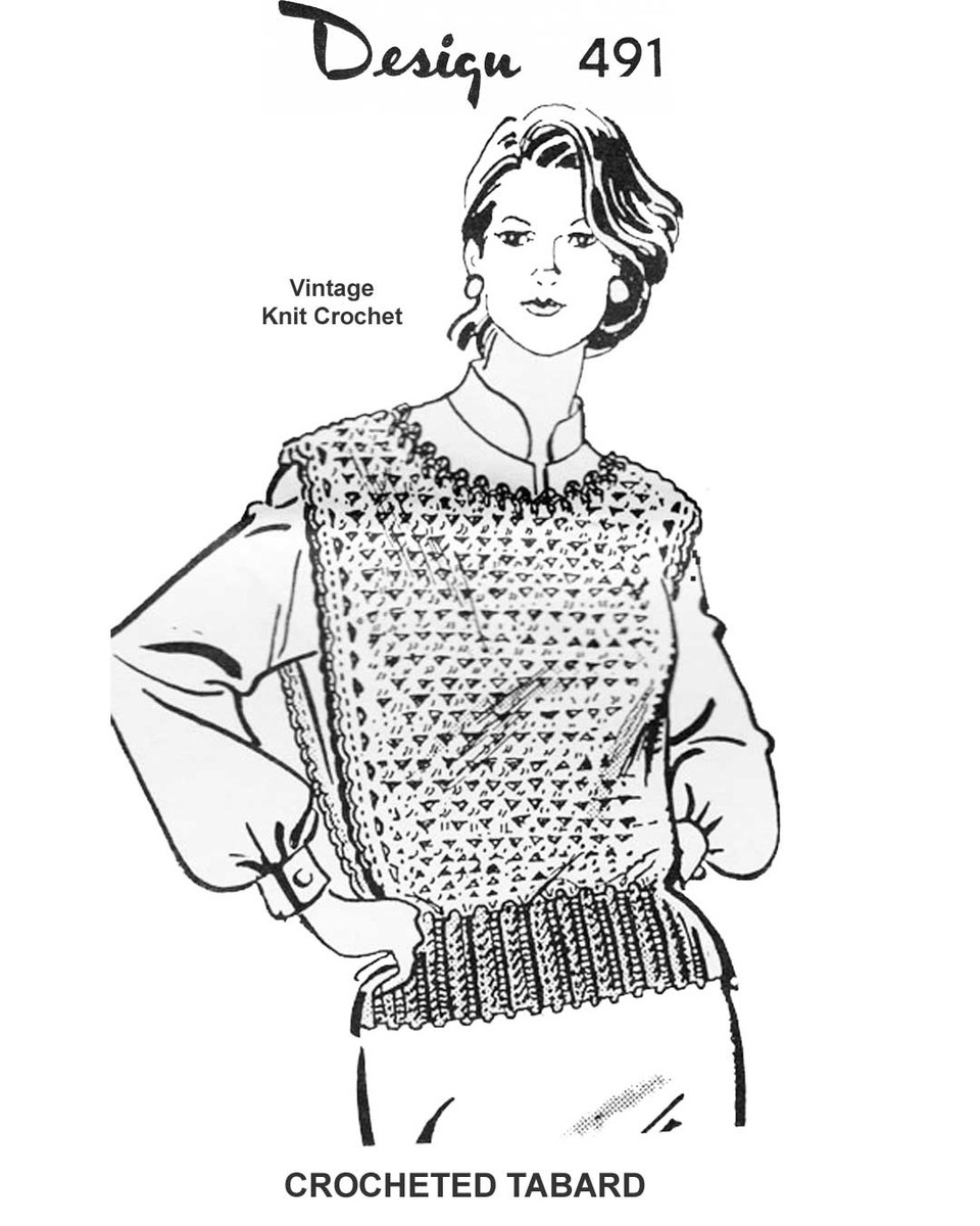 Colorful Crochet Poncho Tabard Pattern, Vintage 1960s