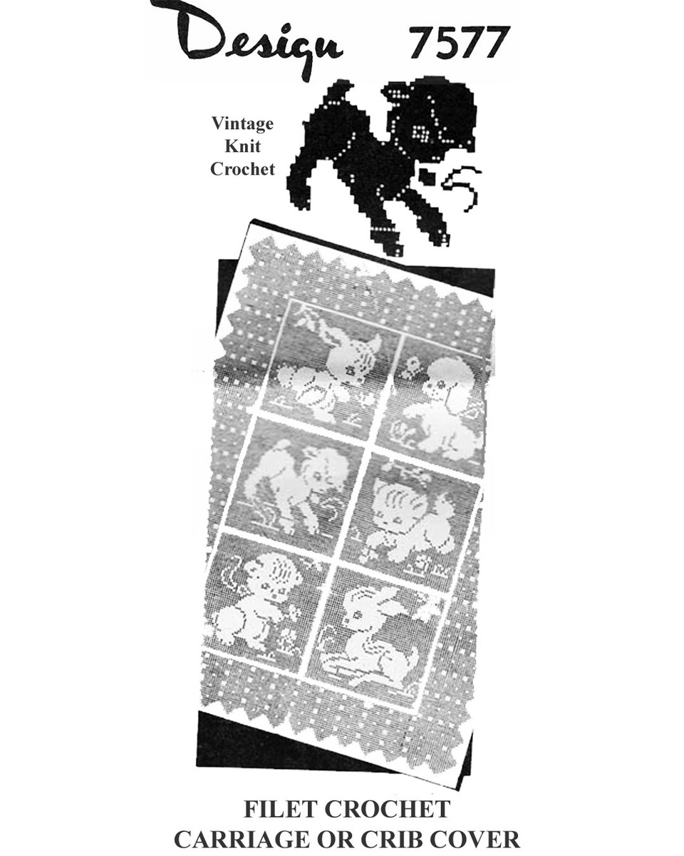Vintage Filet Crochet Cherub Crib Cover Pattern laura wheeler design 409