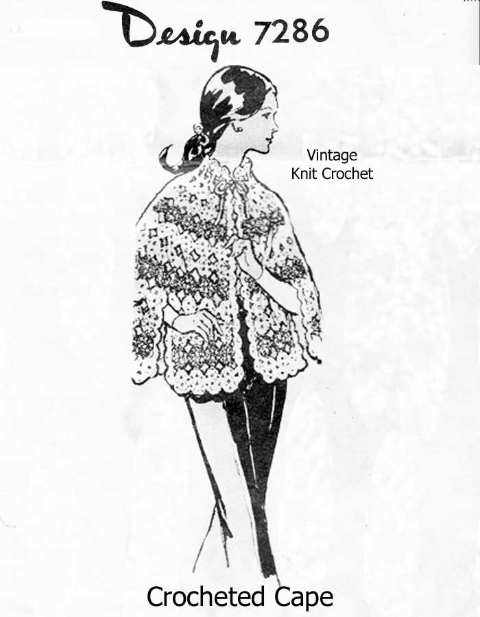 Crochet Cape Pattern, Shell Stitch, Alice Brooks 7393 Mail Order