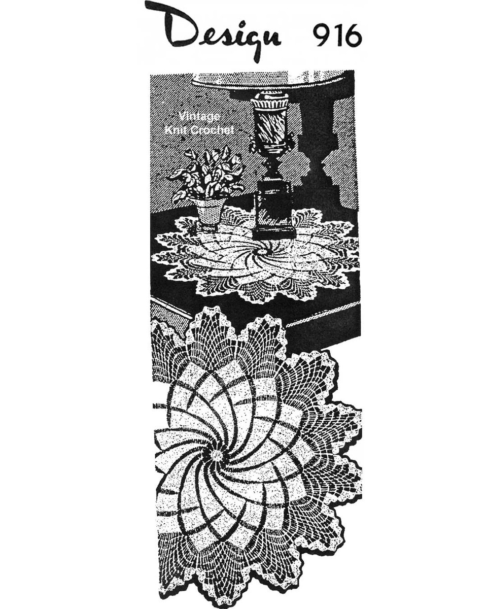 Crochet Doily Pattern Pinwheel Spiderweb Mail Order Design 7017