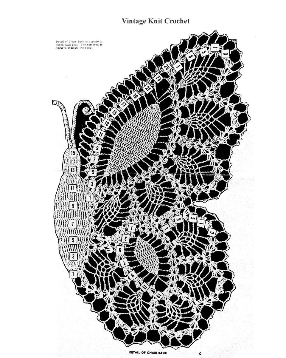 Crochet Butterfly Chair Doily Pattern Set Mail Order Design 684 From