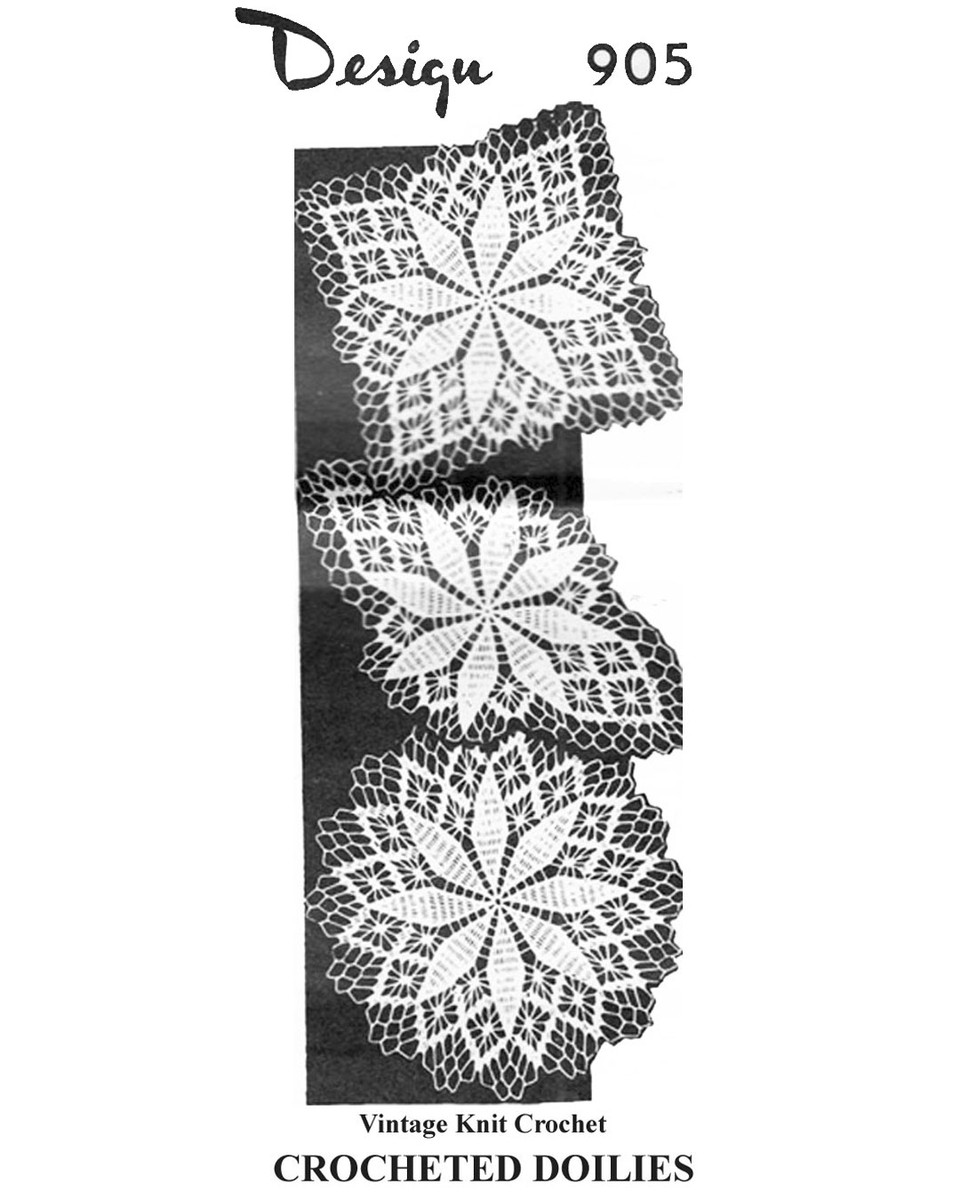 Crochet Doilies Pattern Small Medium Large Pineapple Shells Laura