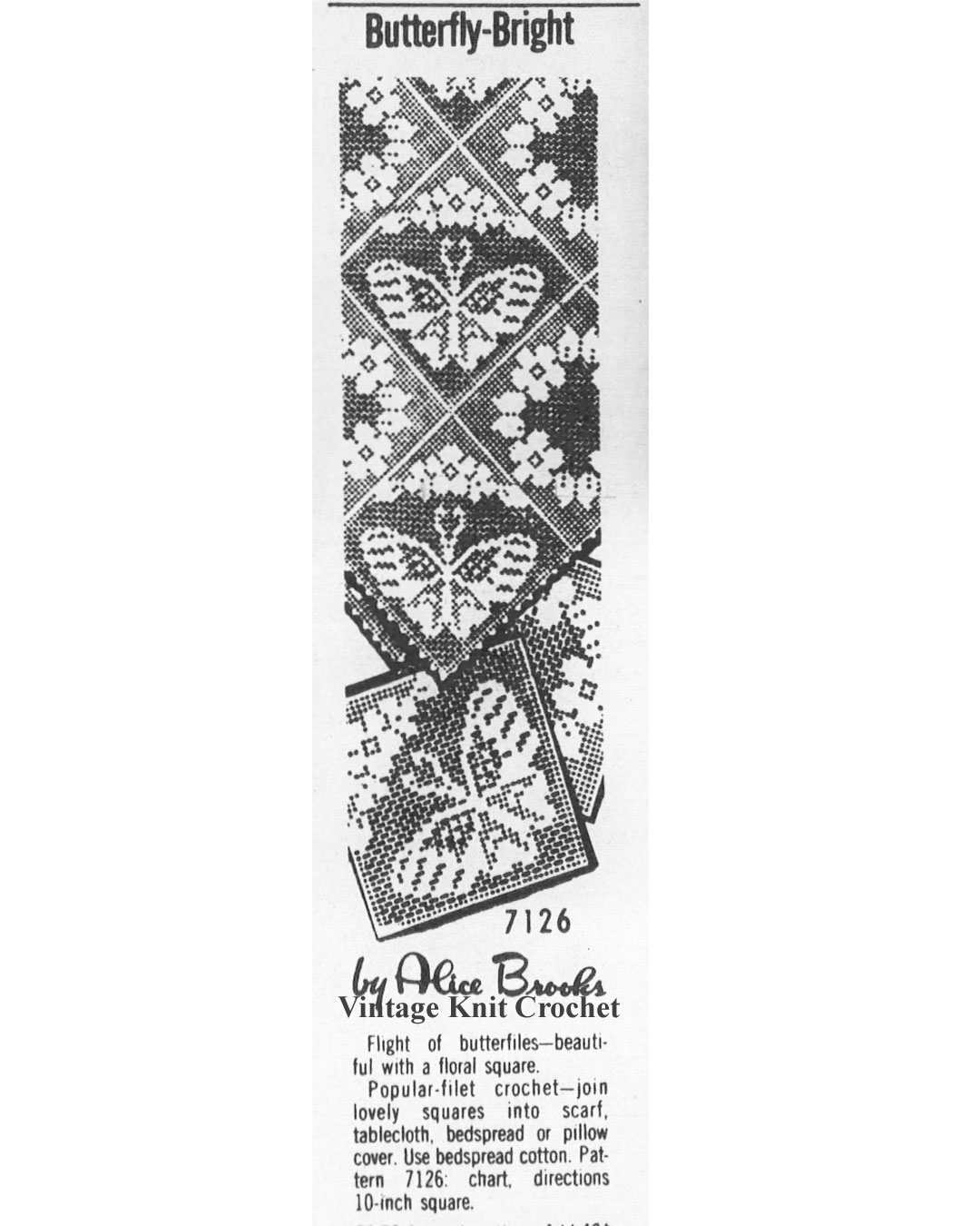 Butterfly Flower Filet Crochet Square Pattern For Cloths Spreads Design