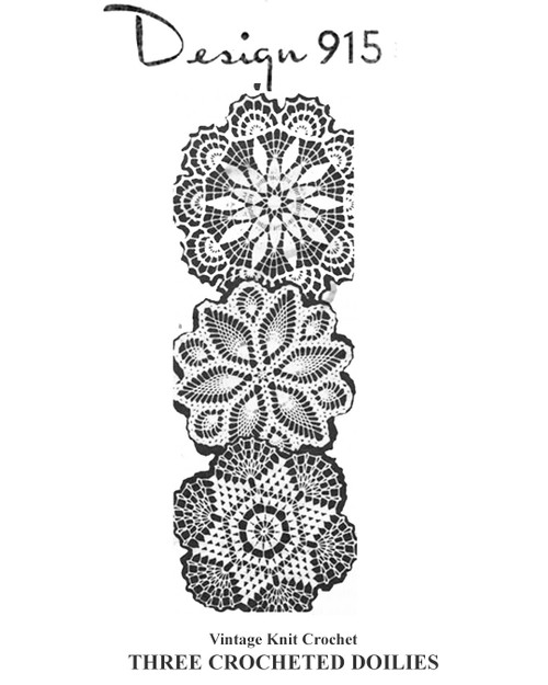 Three Crochet Doilies Pattern, flower star motifs in 3 sizes each Laura ...