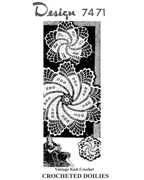 Crochet Pinwheel Doilies Luncheon Set Pattern In Three Sizes Mail