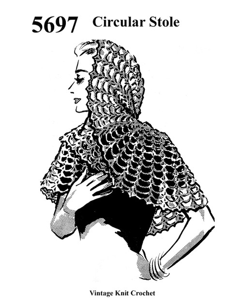 Crochet Circular Stole, Head Scarf Pattern, Mail Order No 5697