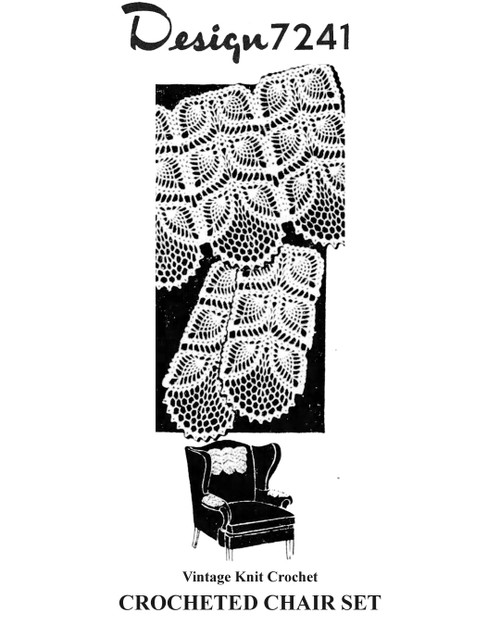Crochet Pineapple Chair Doily Pattern Set, Alice Brooks Design 7241