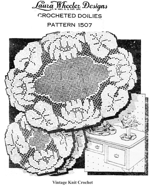Filet Crochet Waterlily Doilies Pattern, Round Oval, Laura Wheeler ...