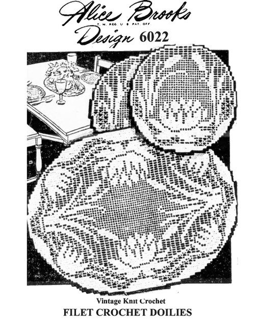 Filet Crochet Waterlily Doilies Pattern Round Oval Mail Order Design 6022