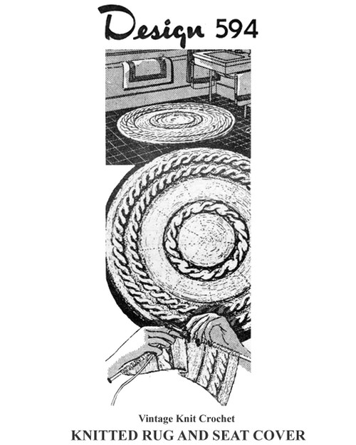 Round Knitted Rug Pattern, Cable Stitch, Mail Order Design 594, Laura ...