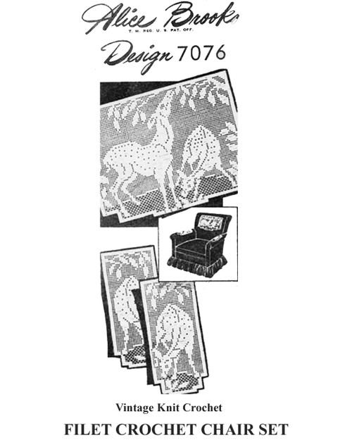 Filet Crochet Deer with Fawn Chair Doily Pattern Set, Alice Brooks ...