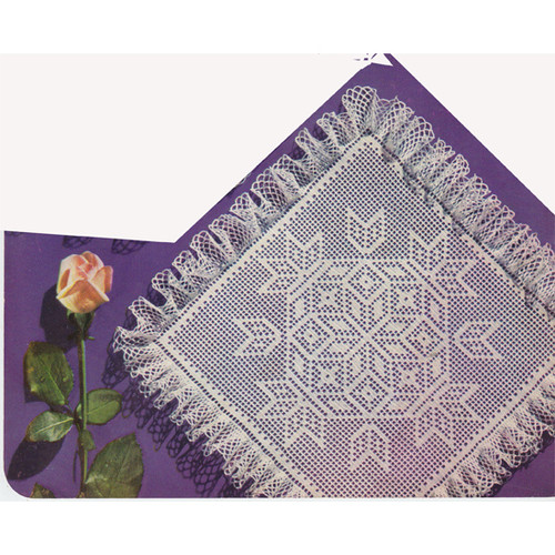 Square Mosaic Ruffled Doily Filet Crochet Pattern