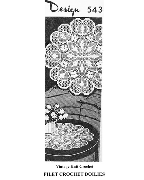 Vintage Filet Crochet Doily Pattern, Floral Leaf Design Large Small ...