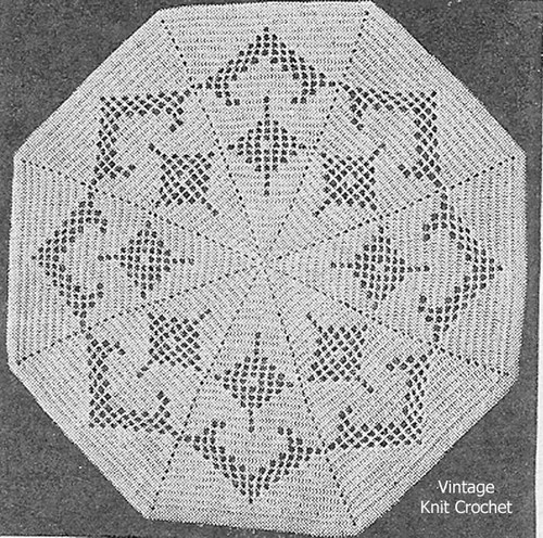 Vintage crochet octagon pattern, sectioned motif