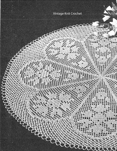 Filet Crochet Doily Pattern, Bouquet of Roses