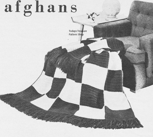 Crochet Checkerboard Afghan Pattern, Easy Beginners