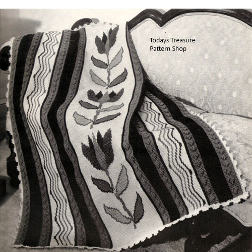 Tulip Stripe Crochet Afghan PDF Pattern