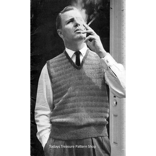 Mans Sleeveless Pullover Knitting Pattern