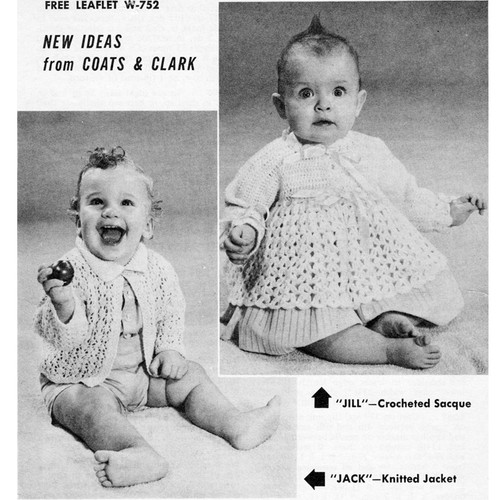 Baby Sacque Jacket Pattern for Knit Crochet
