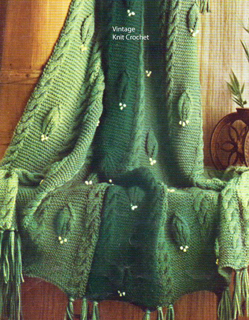 Knitted Cable Afghan Pattern, Raised Leaf, No 742-14