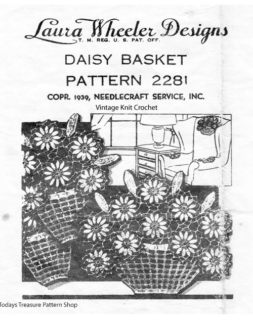 Crochet Daisy Basket Medallion Pattern, Laura Wheeler 2281