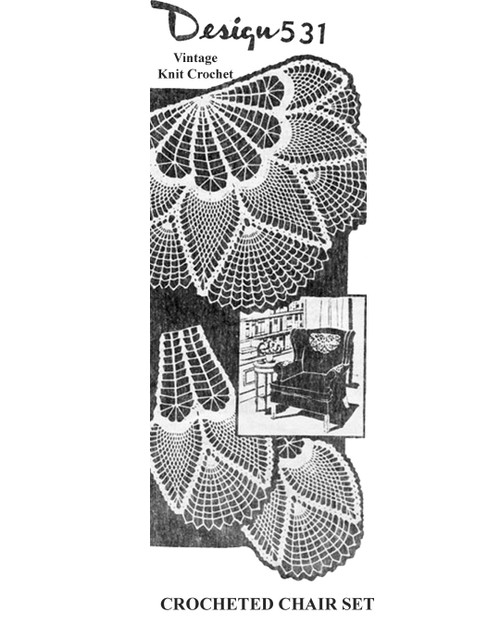 Crochet Pineapple Doily Chair Set Pattern Mail Order Design 531 from ...