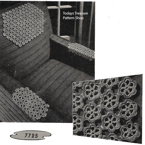 Flower Lace Medallion Crochet Chair Set No 7725